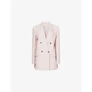 Max Mara Double-breasted Wool-silk Blend Blazer - Beige Pink