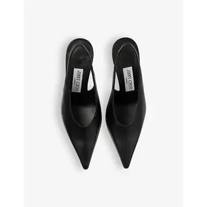 JIMMY CHOO Isa 95 Slingback Leather Heeled Courts - Black