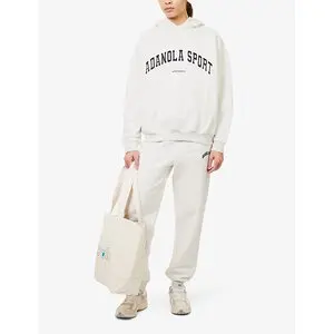 ADANOLA Oversized Embroidered Cotton Hoodie - Light Grey Melange