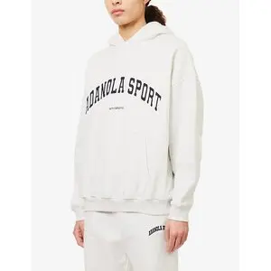 ADANOLA Oversized Embroidered Cotton Hoodie - Light Grey Melange