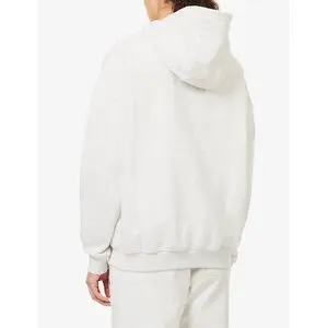 ADANOLA Oversized Embroidered Cotton Hoodie - Light Grey Melange