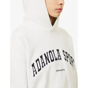 ADANOLA Oversized Embroidered Cotton Hoodie - Light Grey Melange