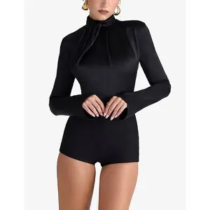 House Of Cb Neneh High-neck Satin Bodysuit