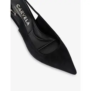 Carvela Suede Slingback Courts With Silver-tone Hardware And Buckle Fastening - Black