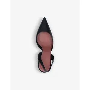 Amina Muaddi Holli Pointed-toe Leather Slingback Heels