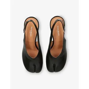 MAISON MARGIELA Tabi Leather Slingback Wedge Heel Shoes - Black