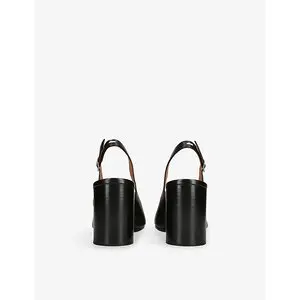 MAISON MARGIELA Tabi Leather Slingback Wedge Heel Shoes - Black