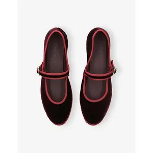 FLABELUS Borris Cotton Mary Jane Flats - Wine