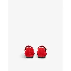 FLABELUS Mellark Tonal-piping Velvet Mary Jane Flats - Red