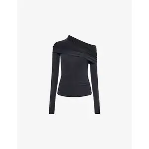 PEACHY DEN Kylie Cold-shoulder Stretch-woven Top