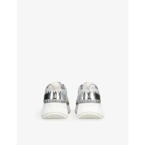 Chloé Woven Trainers With Contrast Stitching - Silver Com