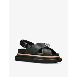 Kurt Geiger Orson Leather Flat Sandals - Black