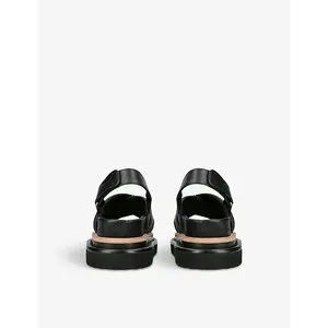Kurt Geiger Orson Leather Flat Sandals - Black
