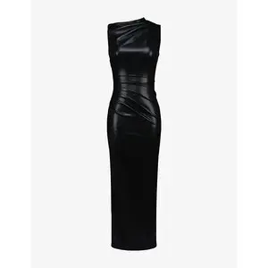 House Of Cb Maya Sleeveless Faux-leather Maxi Dress - Black
