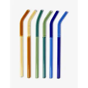 THE CONRAN SHOP Santorini Set Of Six Glass Straws - Mixed