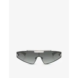 Versace Logo-embellished Irregular Acetate Sunglasses - Silver
