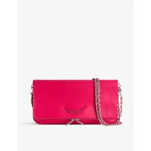 Zadig&Voltaire Rock Grained Leather Clutch With Chain Strap - Podium