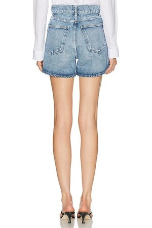 AGOLDE Lyonne Cinched Waist Shorts In Blue Denim - Outbreak