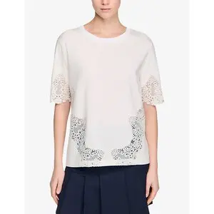 Sandro Lace Detail Cotton T-shirt