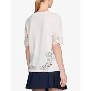 Sandro Lace Detail Cotton T-shirt