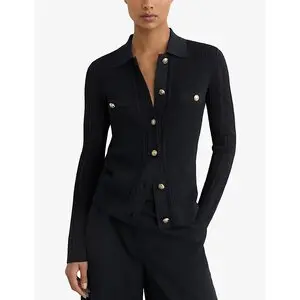 REISS Harri Button-through Knitted Top