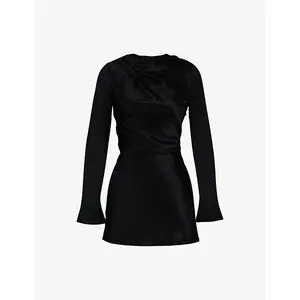 House Of Cb Mariska Open-back Satin Mini Dress - Black