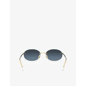 Ray-ban Rb3767 Oval Frame Metal Sunglasses - Gold