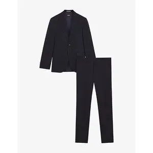 BOSS Pinstriped Regular-fit Wool Suit 40 Dark Blue