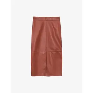 REISS Miley High-rise Leather Midi Skirt