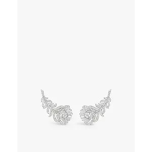 Boucheron Plume De Paon 18ct White-gold And 1.1ct Diamond Earrings - Silver