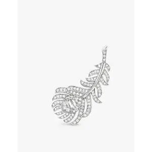 Boucheron Plume De Paon 18ct White Gold Diamond Earrings - Silver