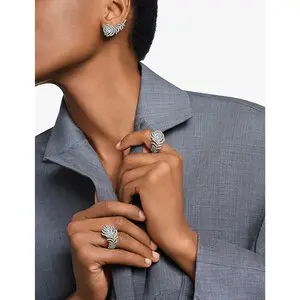 Boucheron Plume De Paon 18ct White Gold Diamond Earrings - Silver