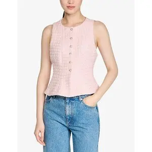 Sandro Sleeveless Sequin-embellished Tweed Jacket