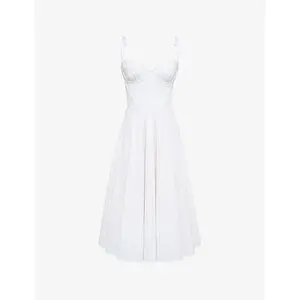 House Of Cb Steffani Floral-print Stretch-cotton Midi Dress - Cloud Dancer
