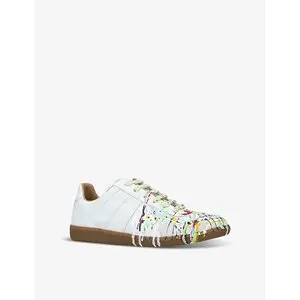 MAISON MARGIELA Replica Paint Splatter Leather Low-top Trainers