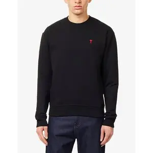 AMI Paris Logo Embroidered Cotton Jersey Sweatshirt