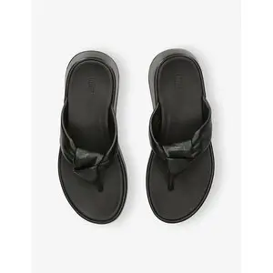 Fitflop F-mode Knotted Leather Flatform Sandals - Black