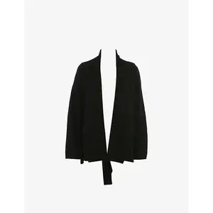 House Of Cb Relaxed-fit Wool Cardigan With Tie Waist - Black