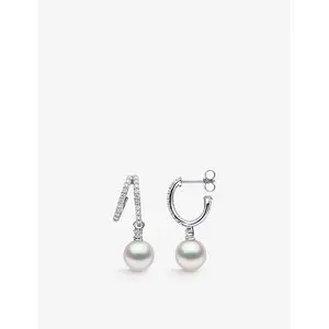 Yoko London 18ct Diamond And Akoya Pearl Drop Earrings - White Gold