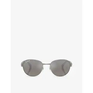 Ray-ban Rb3766ch Round-frame Metal Sunglasses - Silver