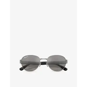Ray-ban Rb3766ch Round Frame Metal Sunglasses