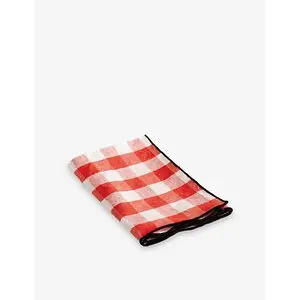 Maison De Vacances Mimi Vichy Linen And Cotton-blend Canvas Tea Towel - Capucine