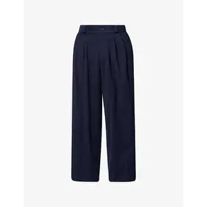 A.PRESSE Wide-leg Brushed Cotton And Silk-blend Trousers - Blue