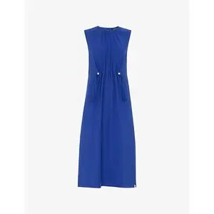 Whistles Sleeveless Drawstring Waist Woven Midi Dress - Blue