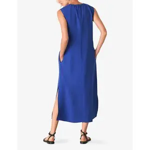 Whistles Drawstring Waist Sleeveless Woven Midi Dress
