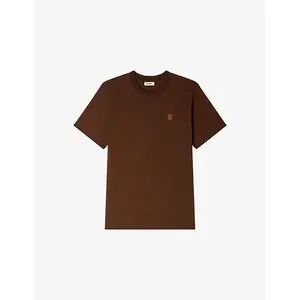 Sandro Logo-patch Crewneck Cotton T-shirt - Ginger Bread