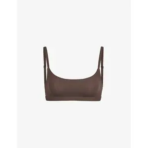 SKIMS Fits Everybody Scooped Stretch-woven Bra Xl Cocoa