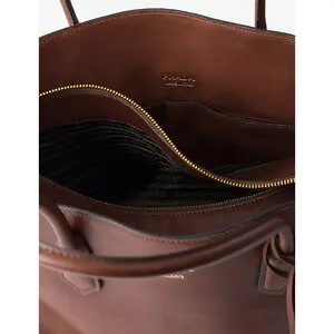 Prada Large Leather Tote Bag - Brown