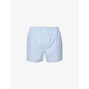 Derek Rose James Striped Cotton Boxer Briefs - Blue