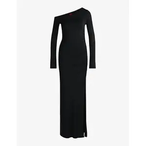 Hugo Long-sleeved Split-hem Maxi Dress - Black